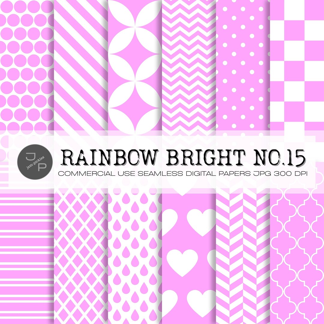 Rainbow Bright 15 Seamless Digital Paper Pattern Pack, Commercial Use ...