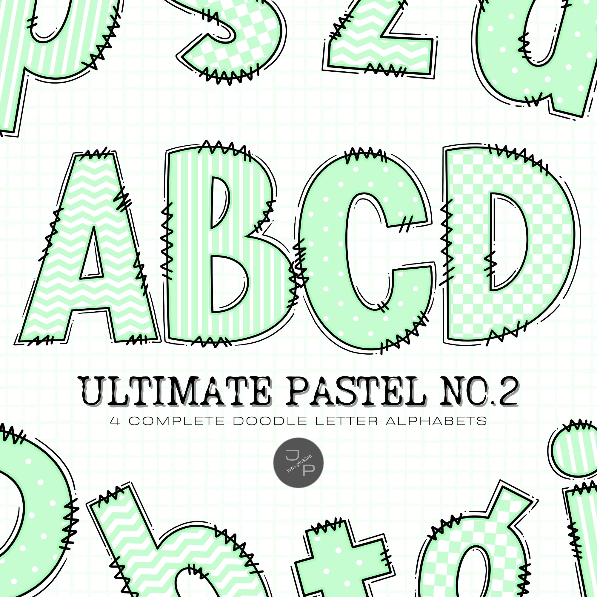 Ultimate Pastel 2 Alphabet Letters PNG Bundle, Hand Drawn Doodle ...