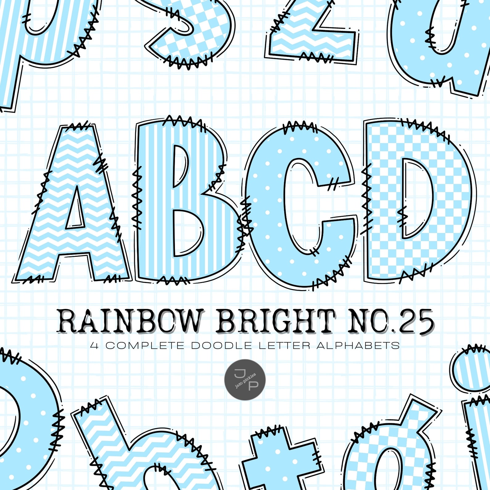 Rainbow Bright 25 Alphabet Letters PNG Bundle, Hand Drawn Doodle ...
