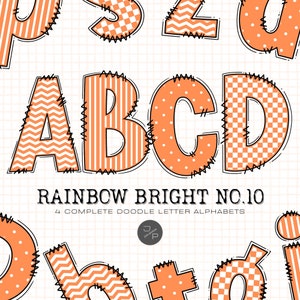Rainbow Bright 10 Alphabet Letters PNG Bundle, Hand Drawn Doodle ...