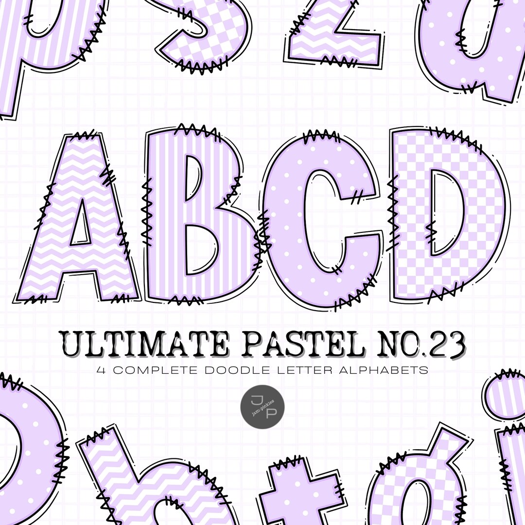 Ultimate Pastel 23 Alphabet Letters PNG Bundle, Hand Drawn Doodle ...