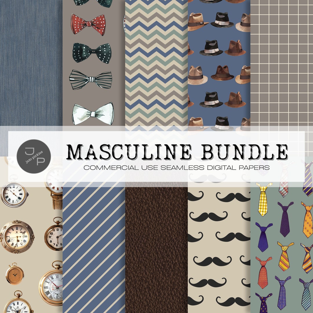 Masculine Digital Paper Pack, Seamless Design, Instant Download ...