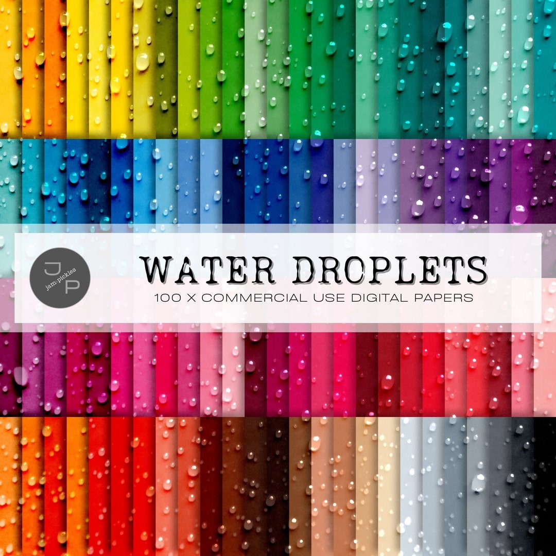 100 Water Droplet Texture Digital Paper, Water Pattern, Commercial Use ...