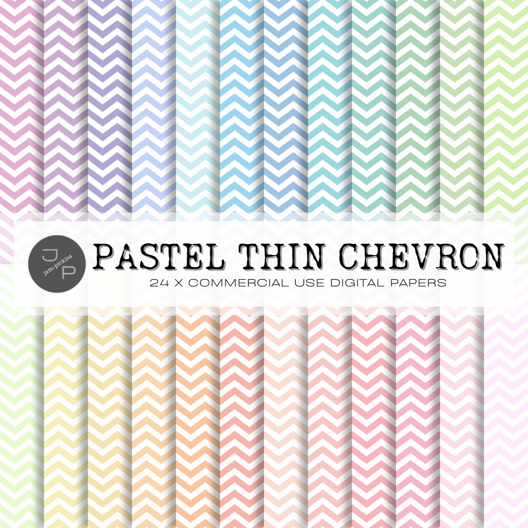 Thin Chevron Digital Paper Pattern, Seamless Paper, 24 Pastel Color ...
