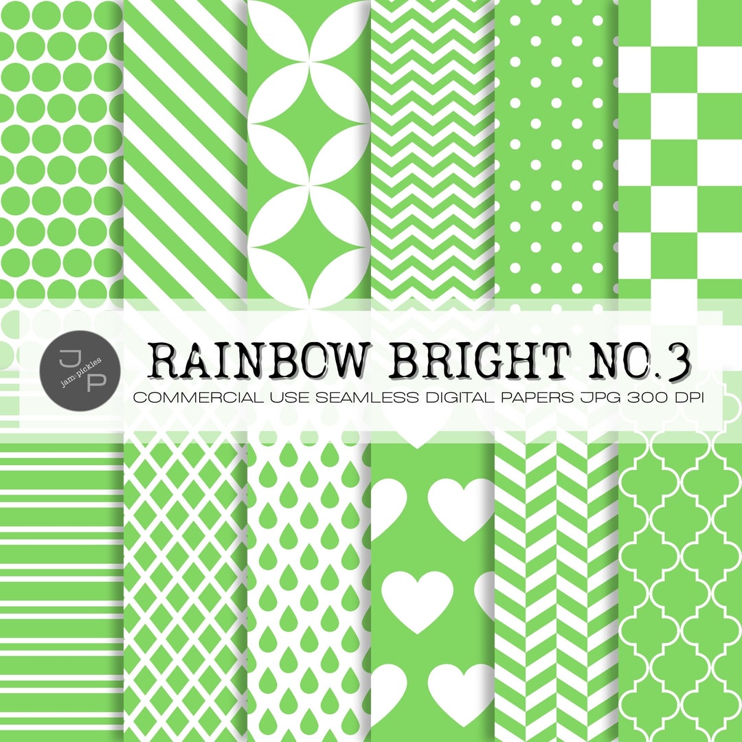 Rainbow Bright 3 Seamless Digital Paper Pattern Pack, Commercial Use ...