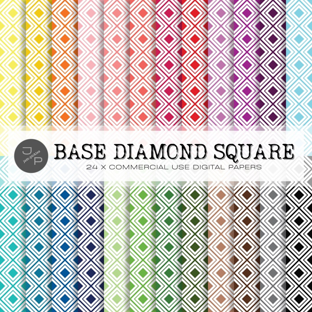 Diamond Square Digital Paper Pattern, Seamless, 24 Primary Color Paper ...