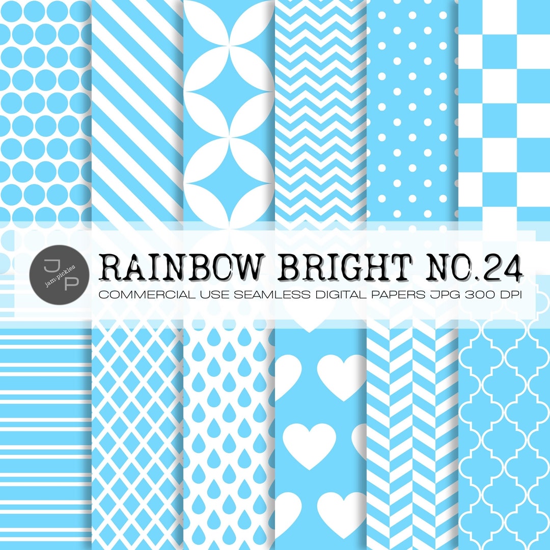 Rainbow Bright 24 Seamless Digital Paper Pattern Pack, Commercial Use ...