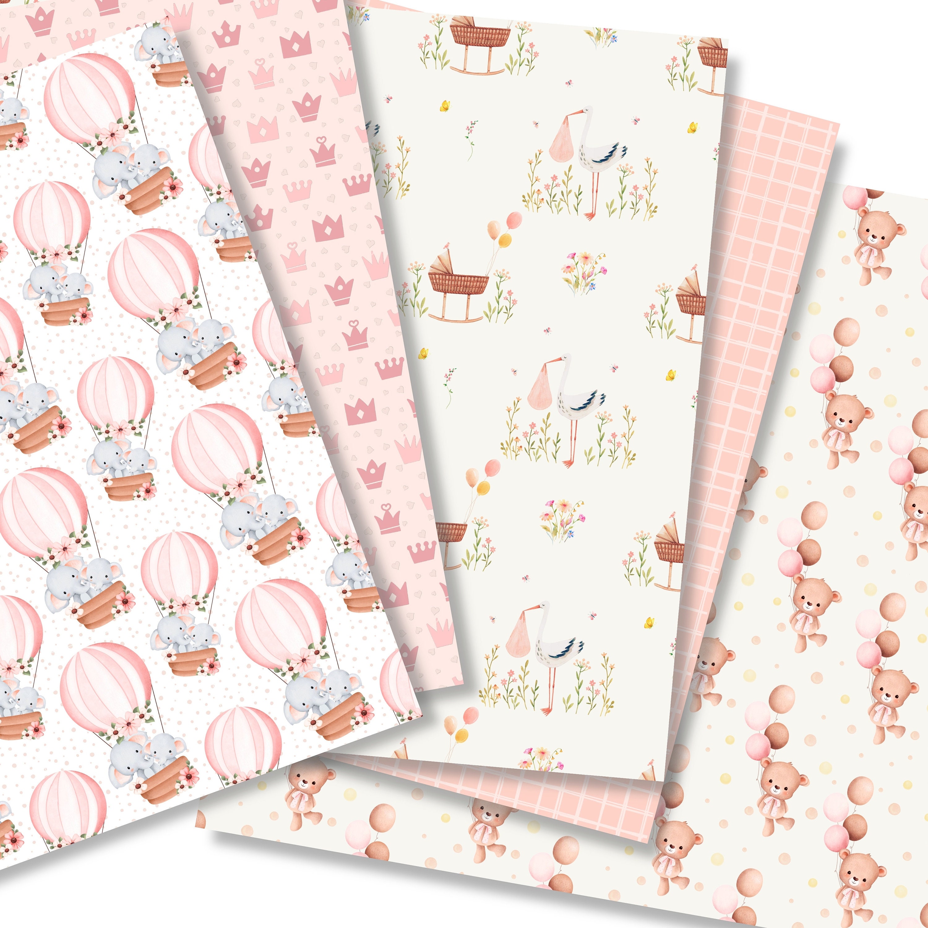 Pastel Pink Baby Girl Seamless Digital Papers, Instant Download; Baby ...