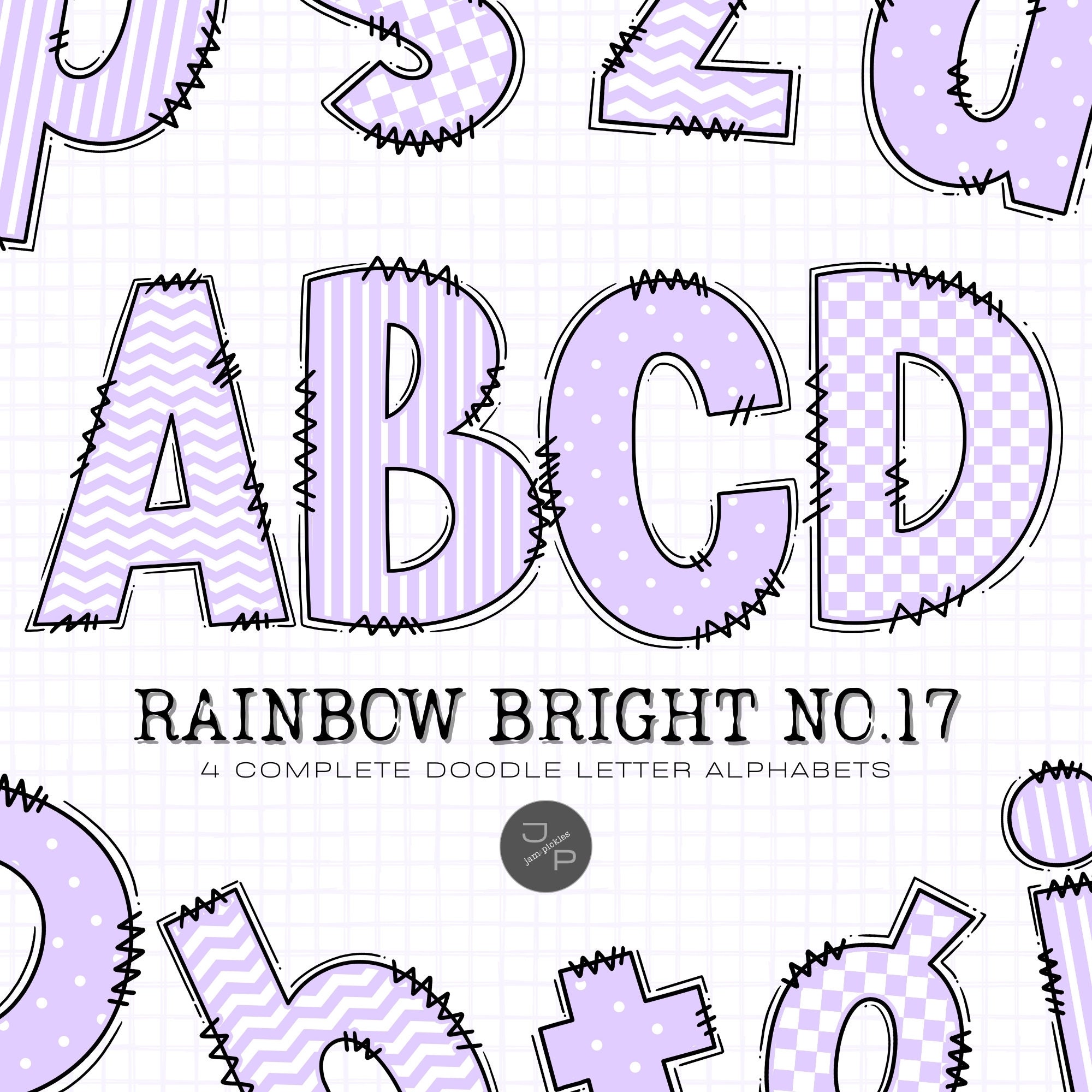 Rainbow Bright 17 Alphabet Letters PNG Bundle, Hand Drawn Doodle ...