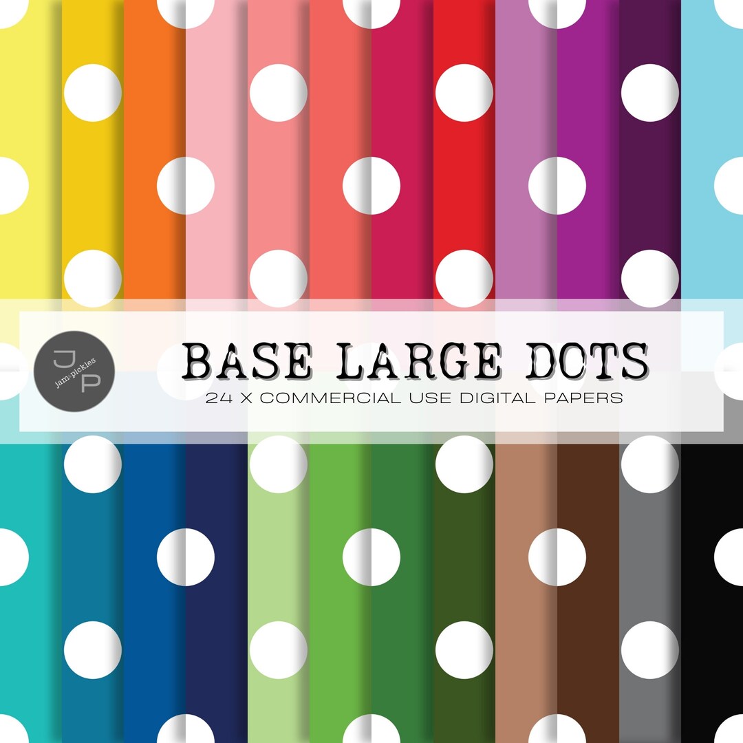 Large Dot Digital Paper Pattern, Seamless, 24 Primary Color Paper Pack ...
