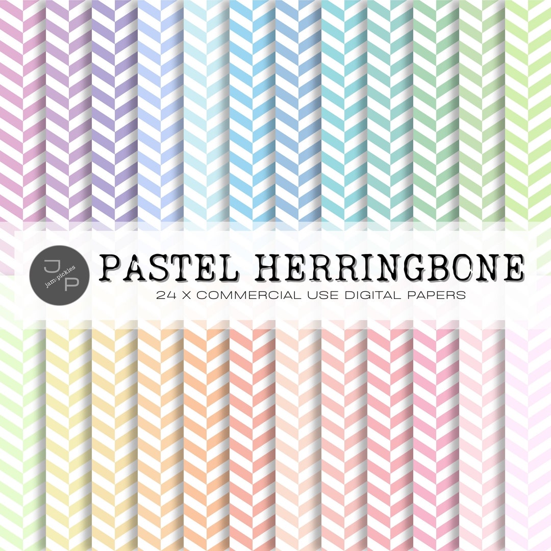 Herringbone Digital Paper Pattern, Seamless, 24 Pastel Paper Pack ...