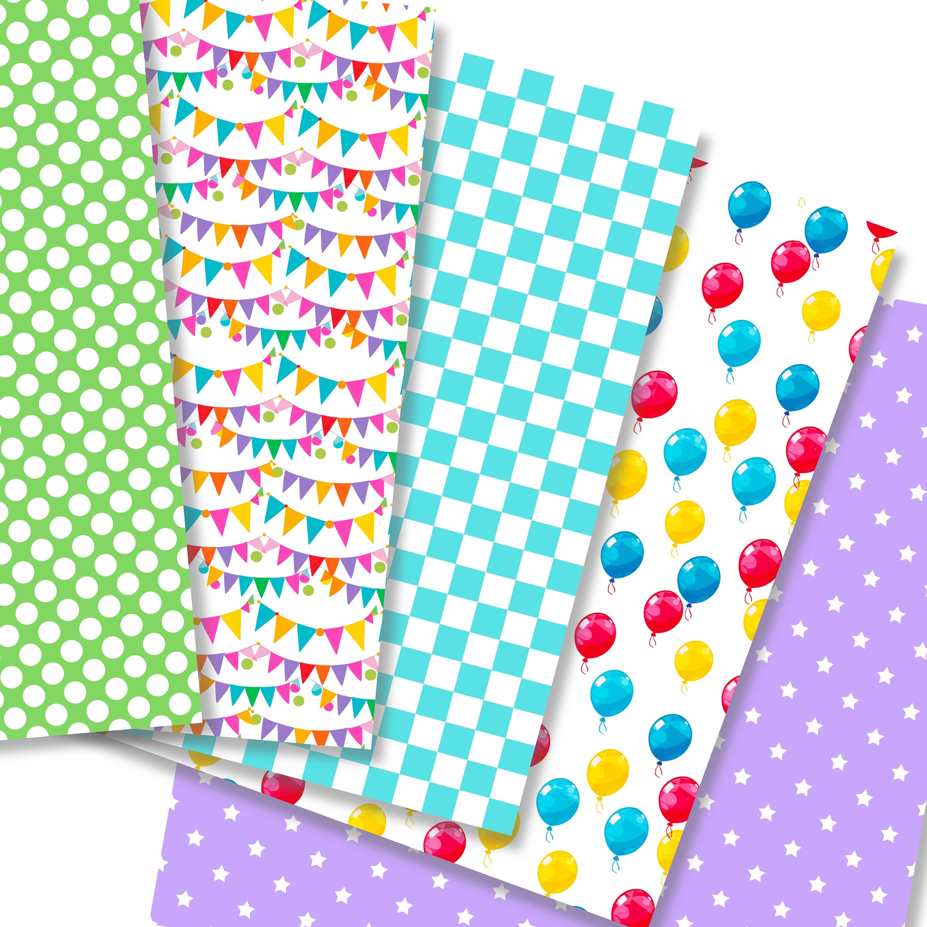 Party Pattern Digital Paper Pack, Seamless Design, Bright Colors ...