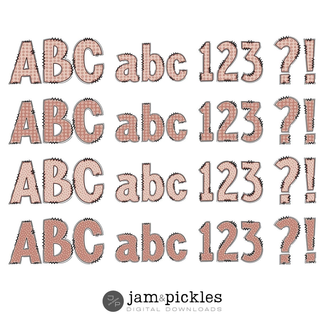 Earthy Boho 14|19 Alphabet Letters PNG Bundle, Hand Drawn Doodle ...