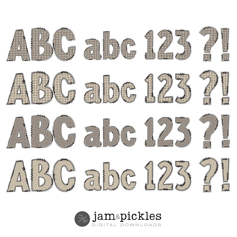 Earthy Boho 23|24 Alphabet Letters PNG Bundle, Hand Drawn Doodle ...