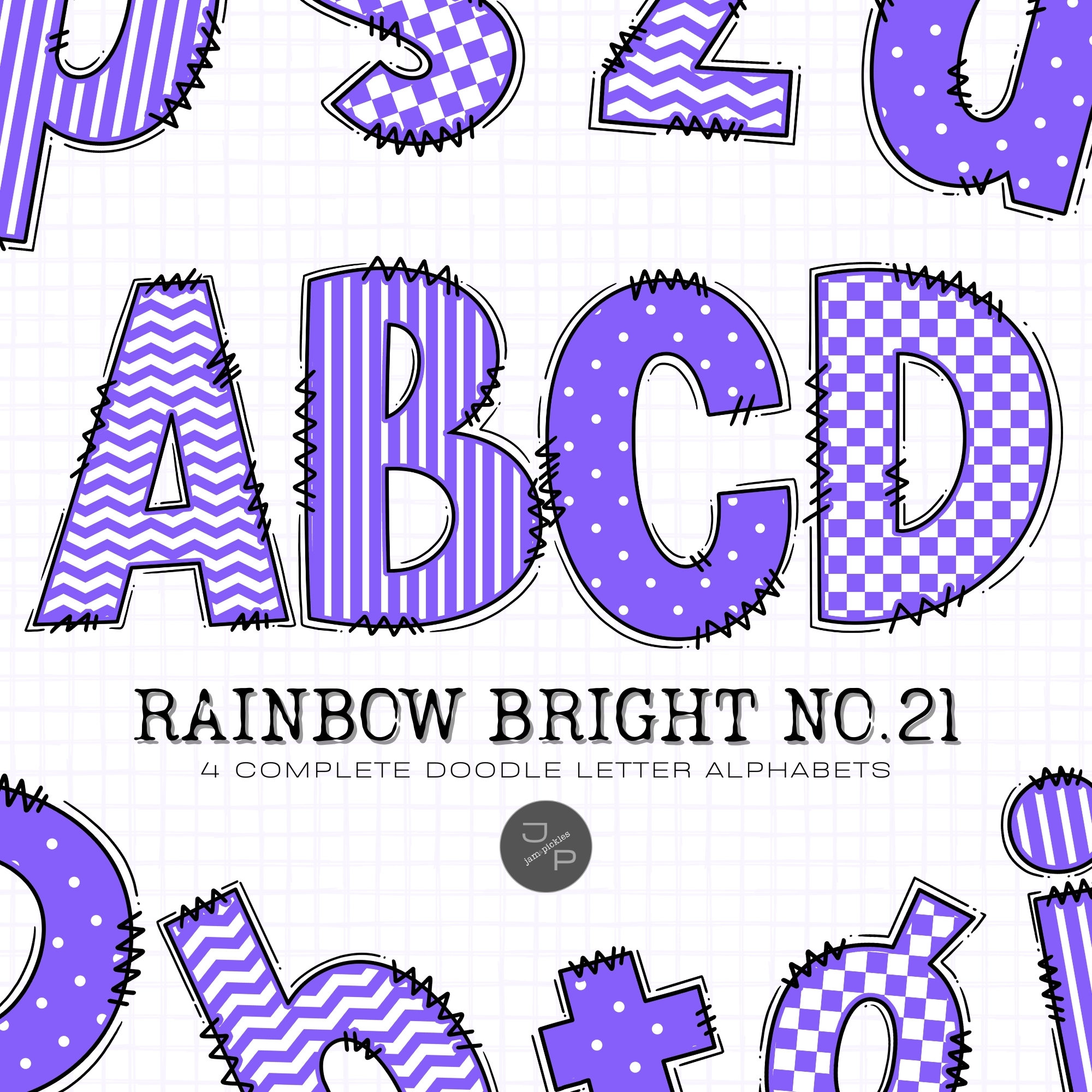 Rainbow Bright 21 Alphabet Letters PNG Bundle, Hand Drawn Doodle ...
