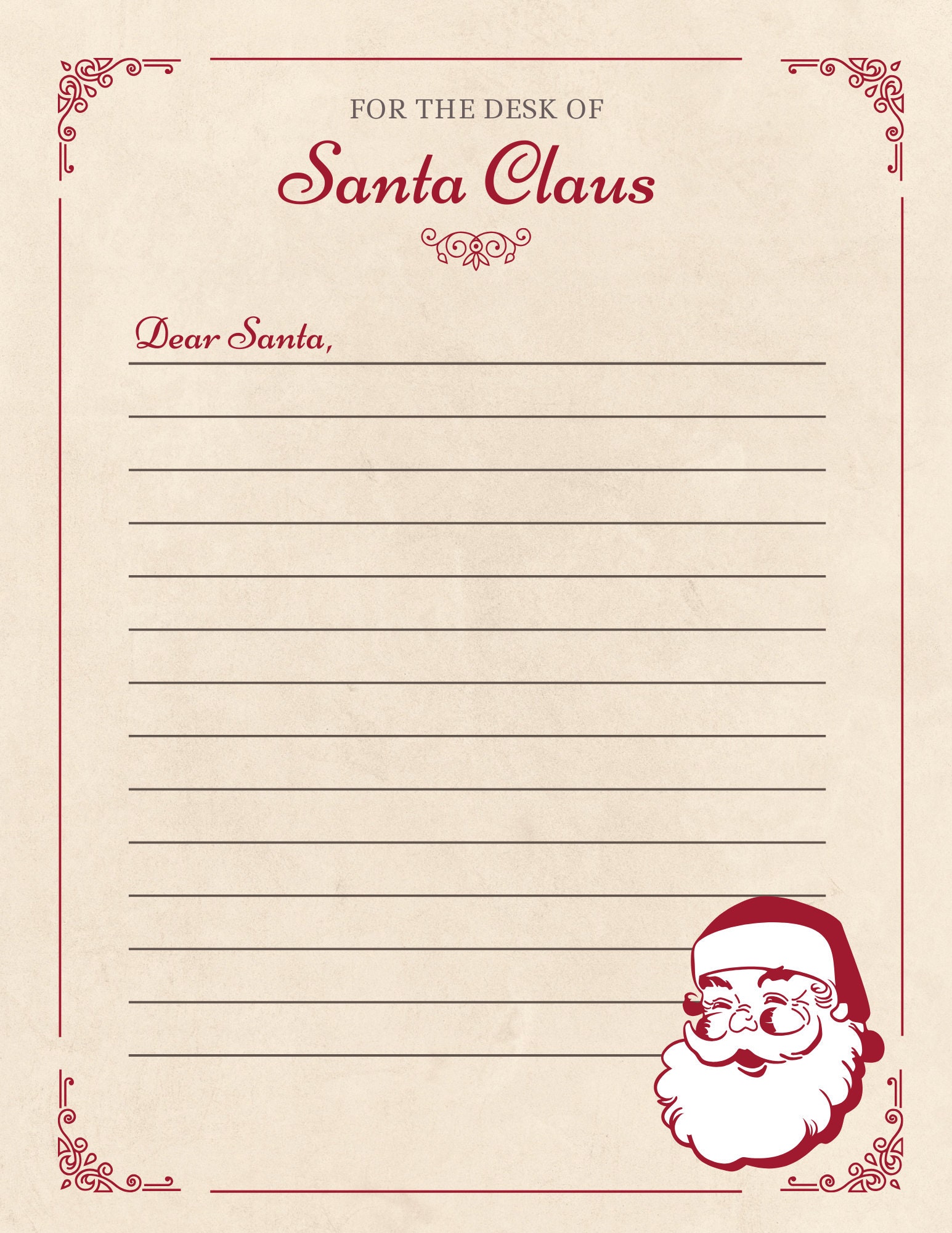 A Letter to Santa | Digital Santa Letter Template | Printable Santa ...