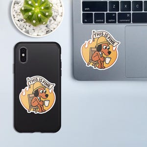This is Fine Meme Sticker - Funny Fire Dog Meme - Humor Vinyl Decal for ...