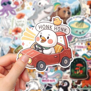 Goose Driving Car Sticker - Funny Meme Vinyl Decal - Cute Animal Gift ...