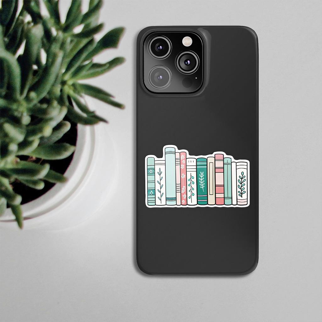 Books Sticker - Cute Plant & Book Stack Vinyl Decal for Library Lovers ...