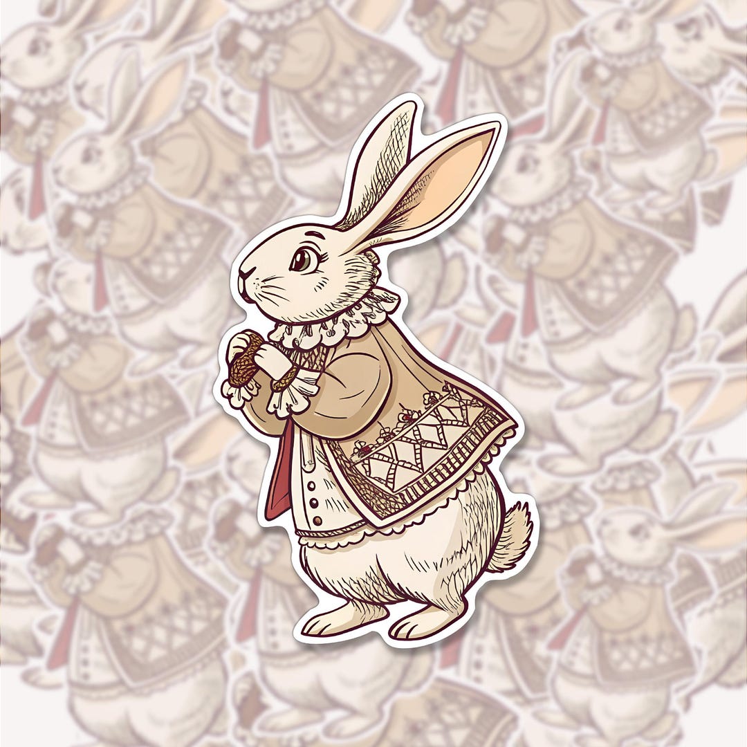 Elizabethan Rabbit Sticker - Vintage Aesthetic Bunny Waterproof Vinyl ...