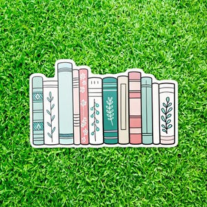 Books Sticker - Cute Plant & Book Stack Vinyl Decal for Library Lovers ...