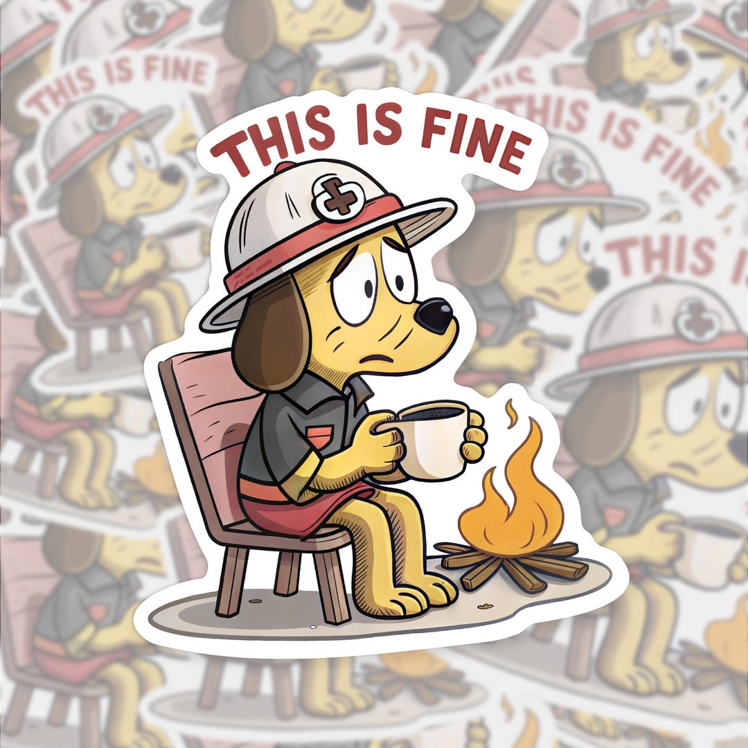This is Fine Meme Sticker - Funny Fire Dog Meme - Humor Vinyl Decal for ...