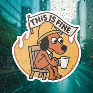 This is Fine Meme Sticker - Funny Fire Dog Meme - Humor Vinyl Decal for ...