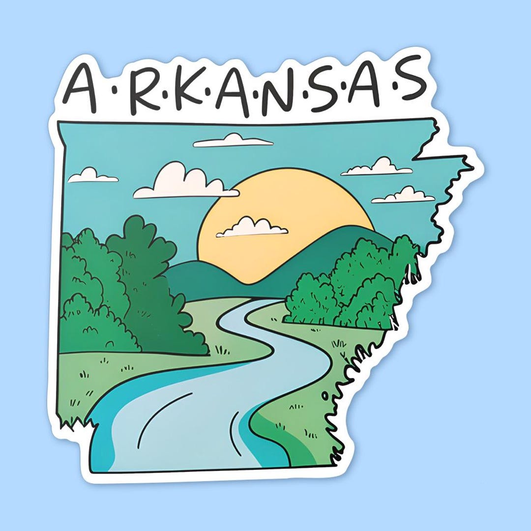 Arkansas State Shaped Vinyl Sticker – Travel Decal for Laptops ...