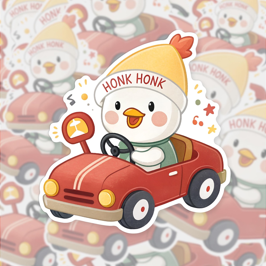 Goose Driving Car Sticker - Funny Meme Vinyl Decal - Cute Animal Gift ...