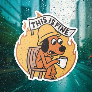 This is Fine Meme Sticker - Funny Fire Dog Meme - Humor Vinyl Decal for ...