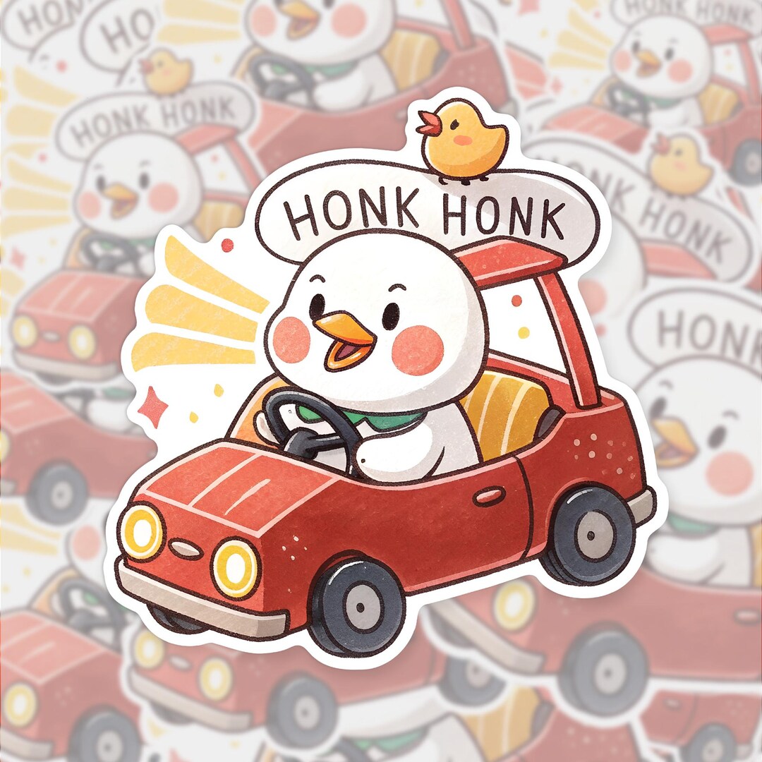 Goose Driving Car Sticker - Funny Meme Vinyl Decal - Cute Animal Gift ...