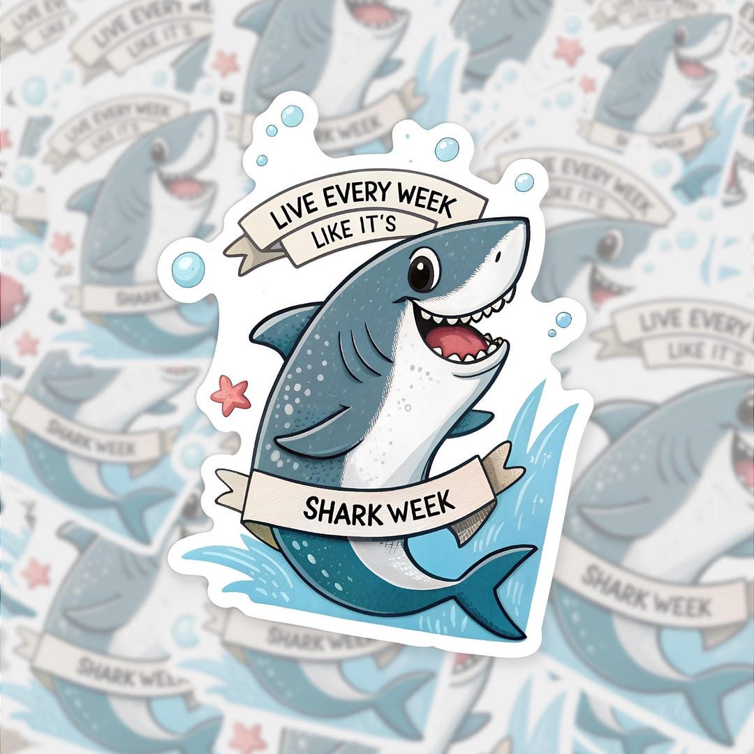 Shark Week Sticker - Funny Shark Vinyl Decal - Whale Shark Gift for ...