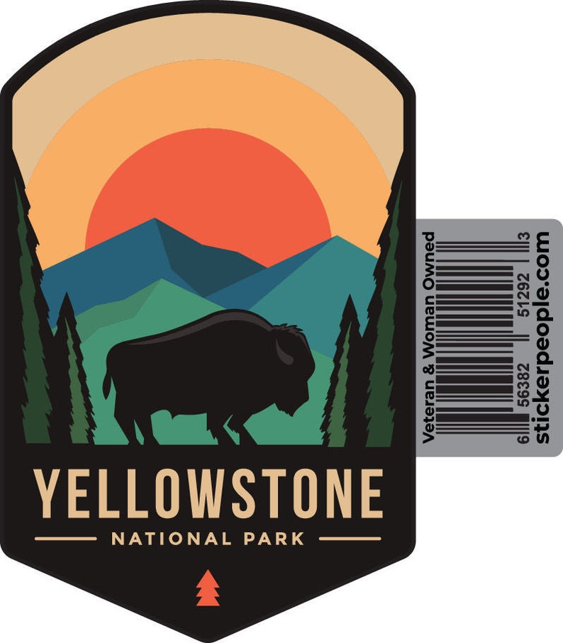 Bison Badge Yellowstone National Park Stickers - Etsy
