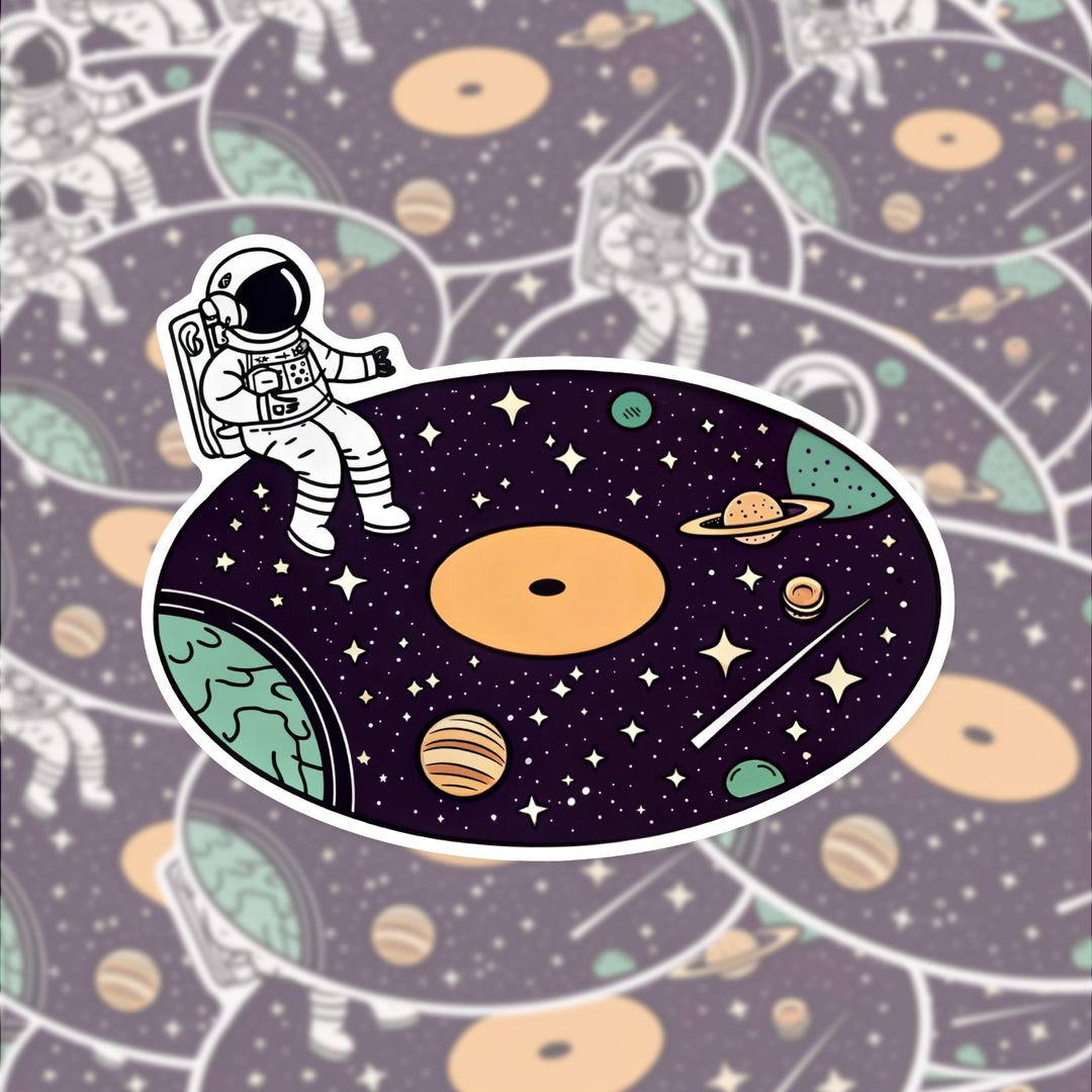 Cosmic Sound Sticker Retro Aesthetic Space Music Vinyl Decal for Laptop ...
