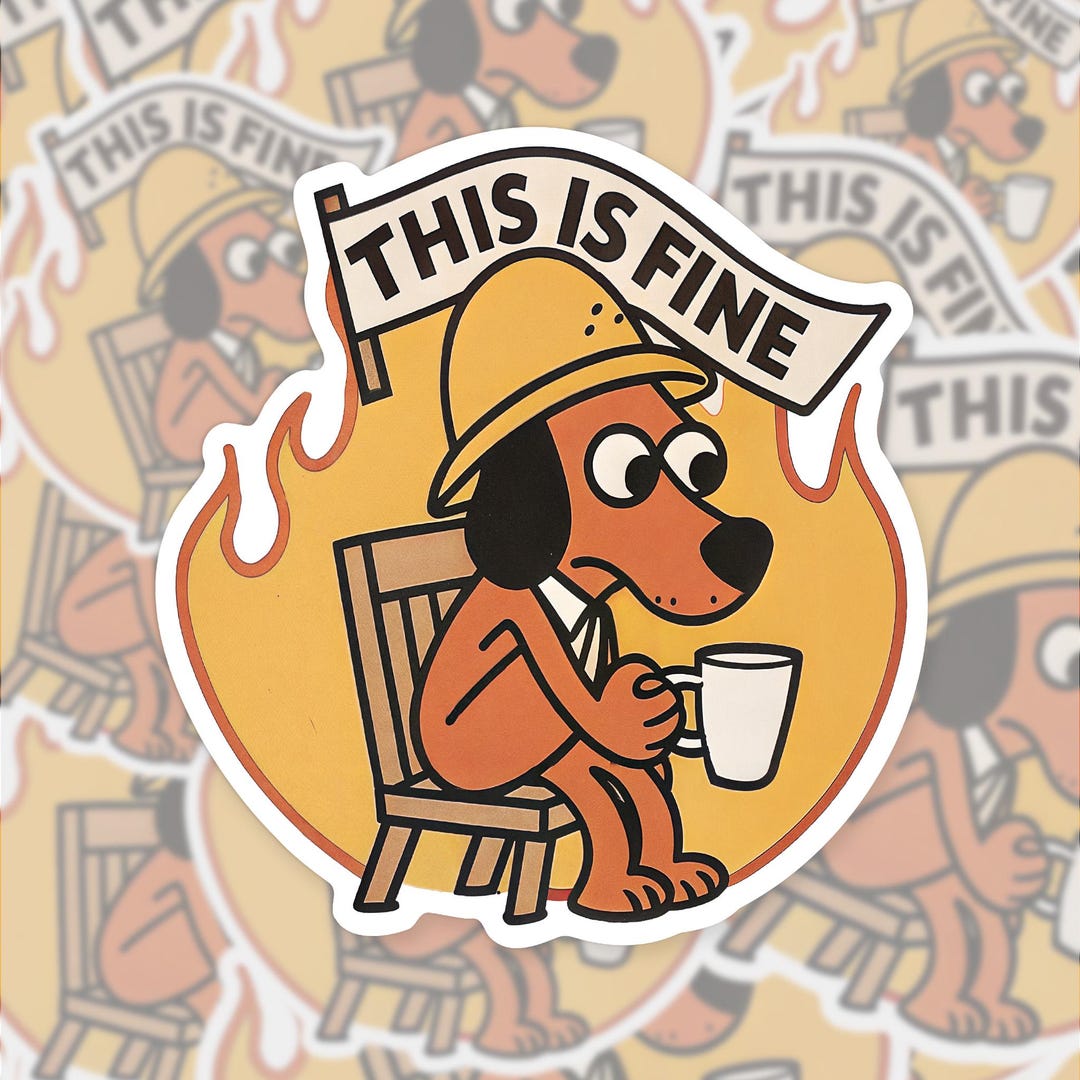 This is Fine Meme Sticker - Funny Fire Dog Meme - Humor Vinyl Decal for ...