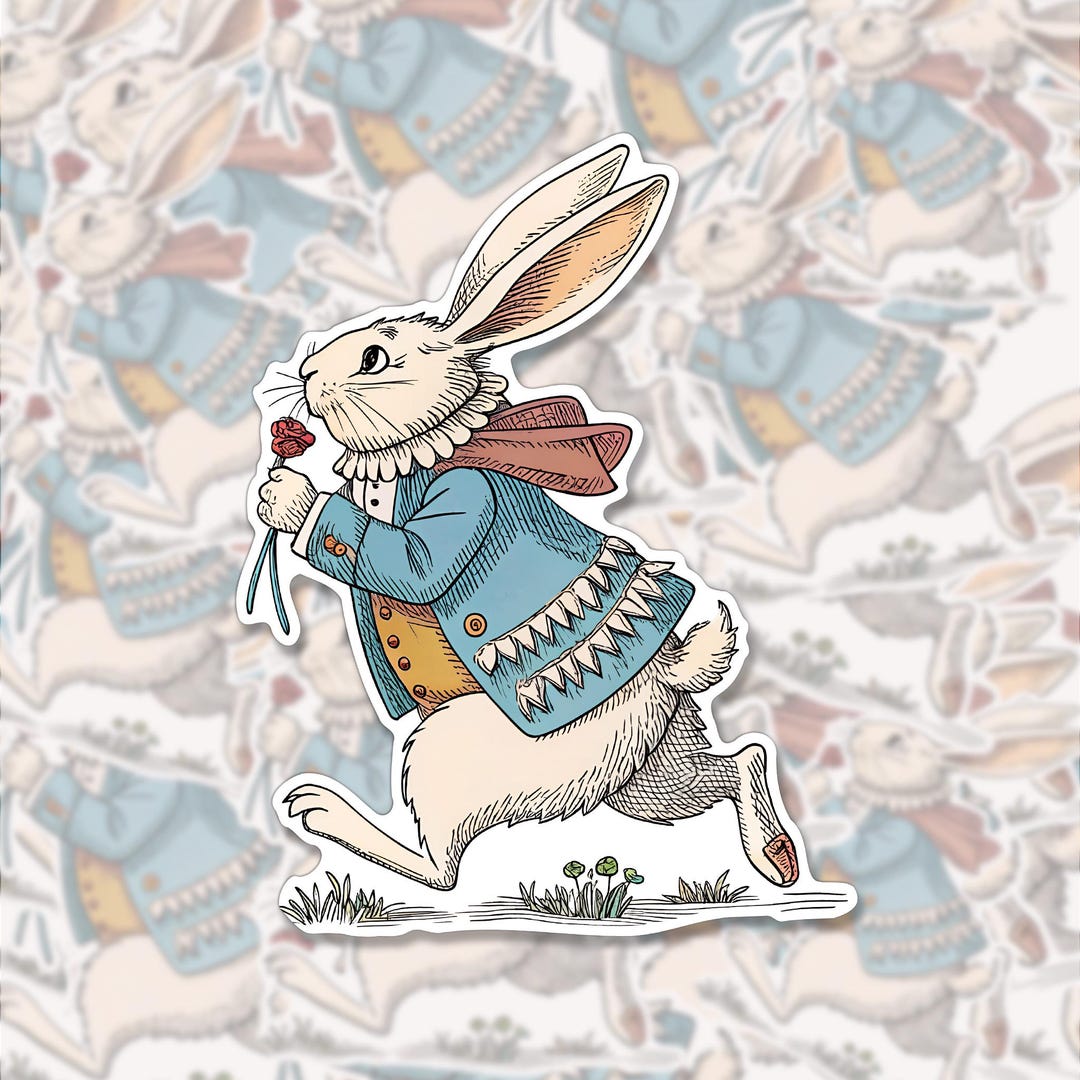 Elizabethan Rabbit Sticker - Vintage Aesthetic Bunny Waterproof Vinyl ...