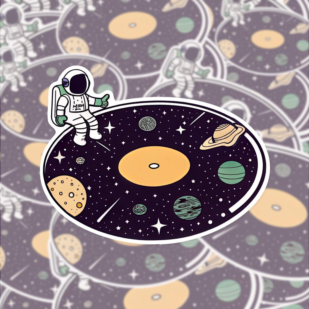 Cosmic Sound Sticker - Retro Aesthetic Space Music Vinyl Decal for ...