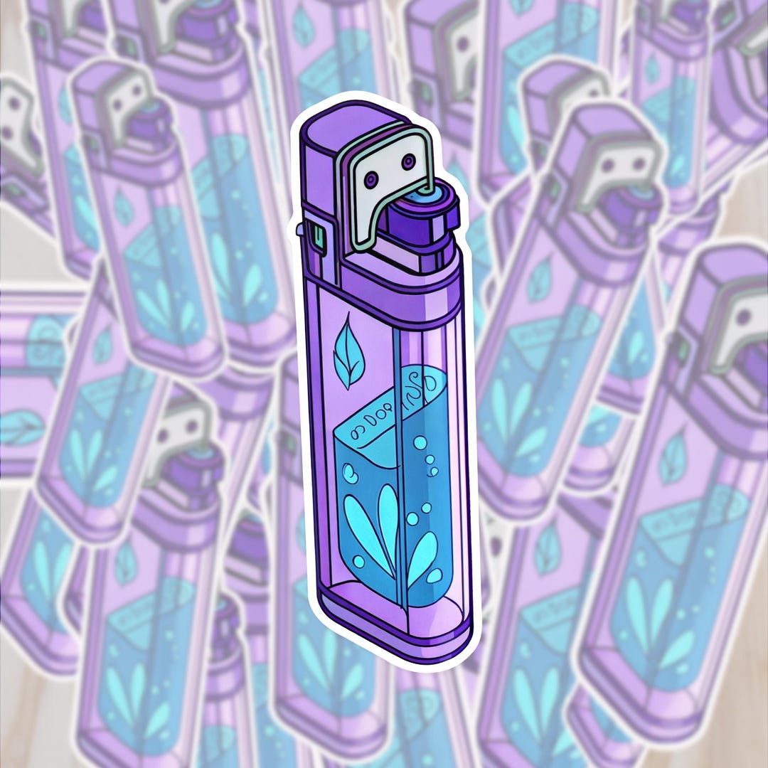 Lava Lamp Lighter Neon Sticker Purple and Blue Aesthetic Glow Decal ...