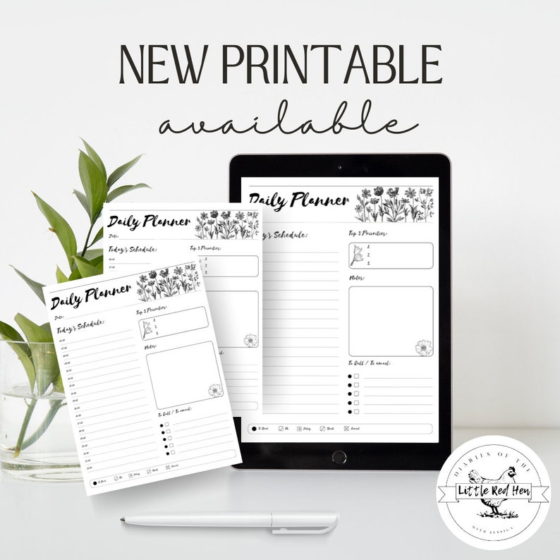 Daily Printable Planner, Daily Goal Tracking, to Do List, Minimal ...
