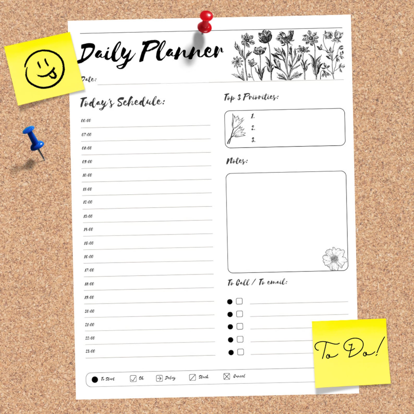 Daily Printable Planner, Daily Goal Tracking, to Do List, Minimal ...