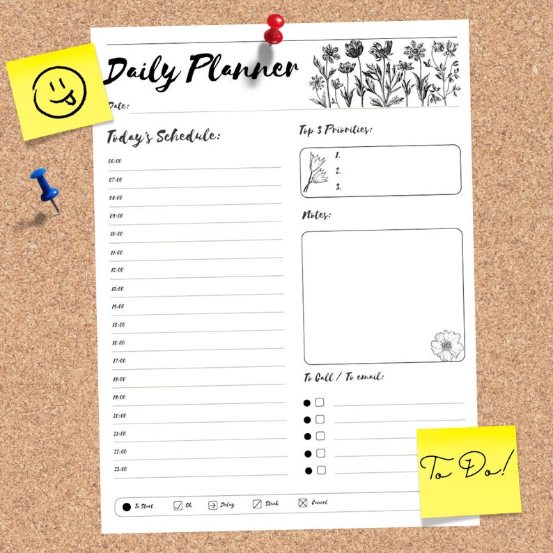 Daily Printable Planner, Daily Goal Tracking, to Do List, Minimal ...