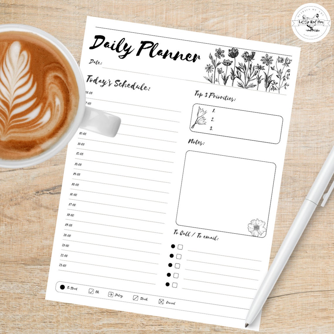 Daily Printable Planner, Daily Goal Tracking, to Do List, Minimal ...