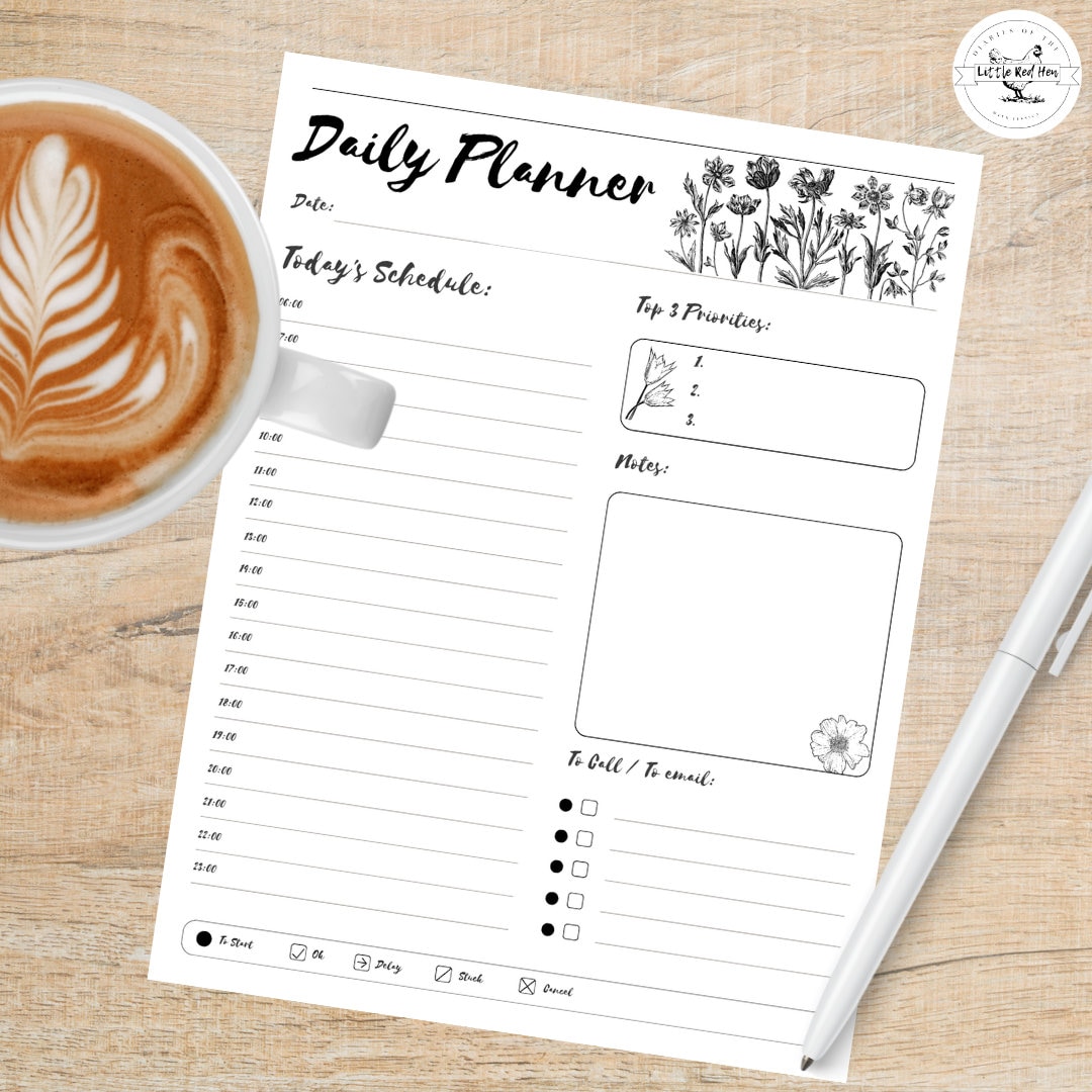 Daily Printable Planner, Daily Goal Tracking, to Do List, Minimal ...