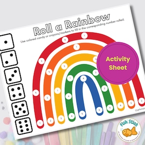 Roll A Rainbow, Printable Rainbow Activity Page, Kids Activity, Kids ...