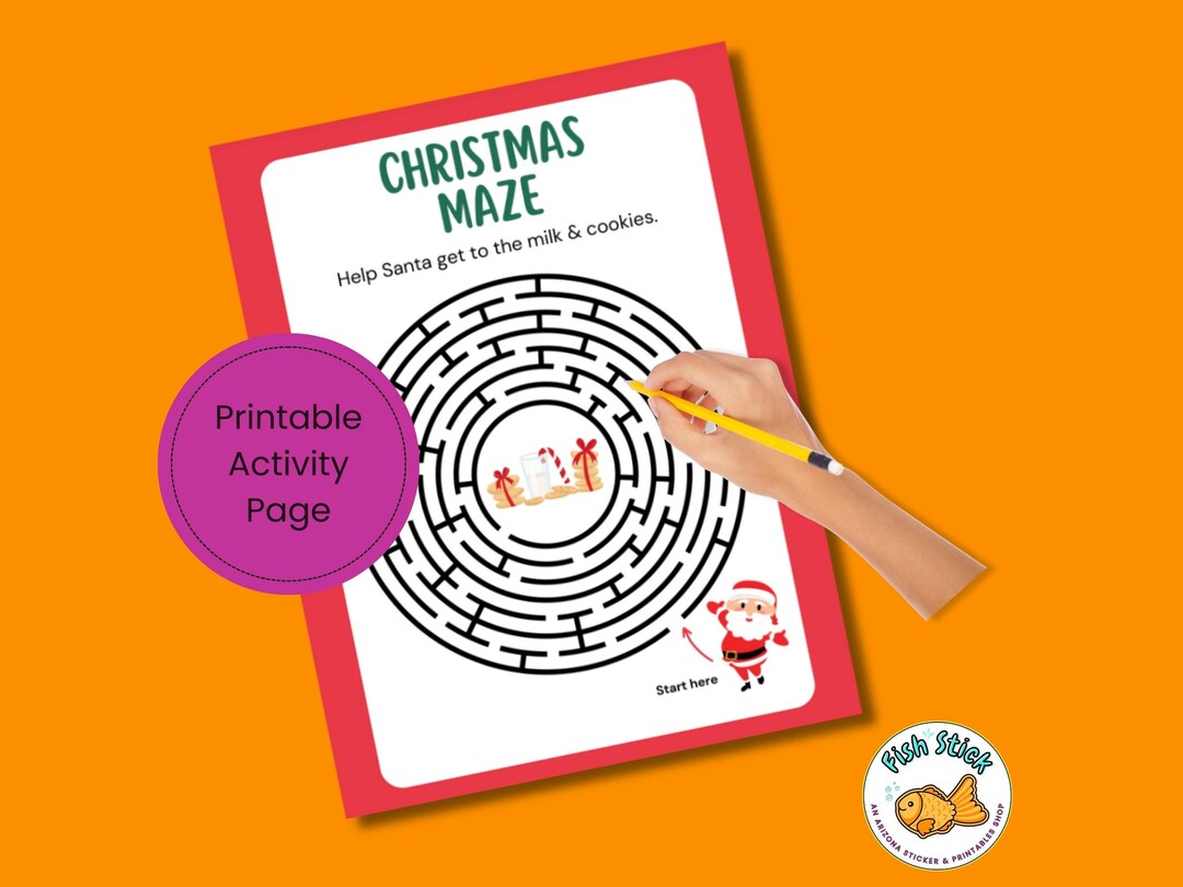 Kids Santa Maze Activity, Christmas Activity Page, Santa Maze Page ...