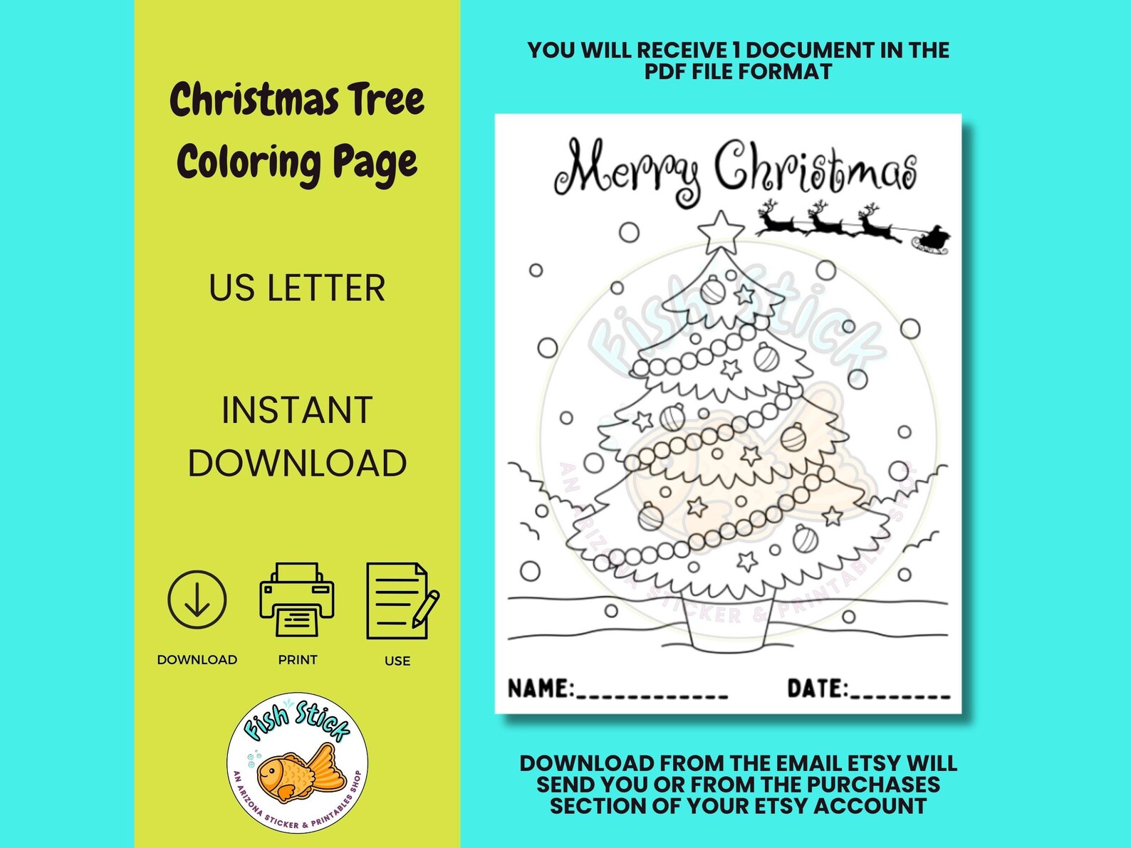 Christmas Tree Coloring Page, Christmas Activity Page, Printable ...