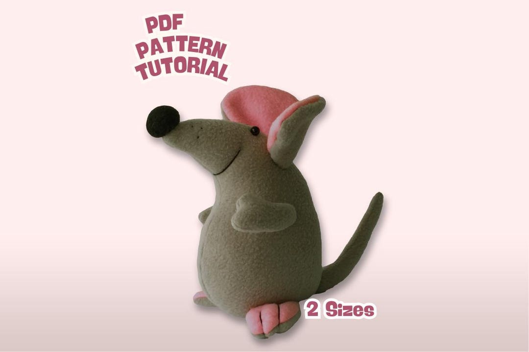 Cute Mouse Plush Sewing Pattern PDF | Soft Toy Template | Beginner Felt ...