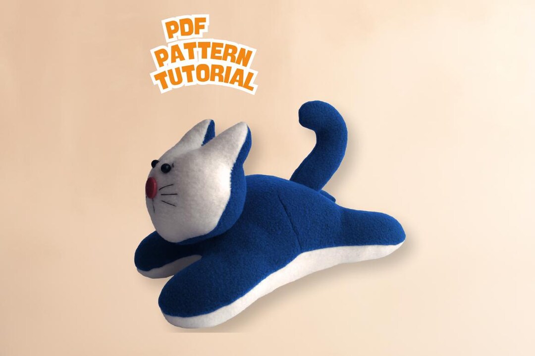 Sleeping Cat Plush Sewing Pattern PDF | Felt Cat Plushie Template ...