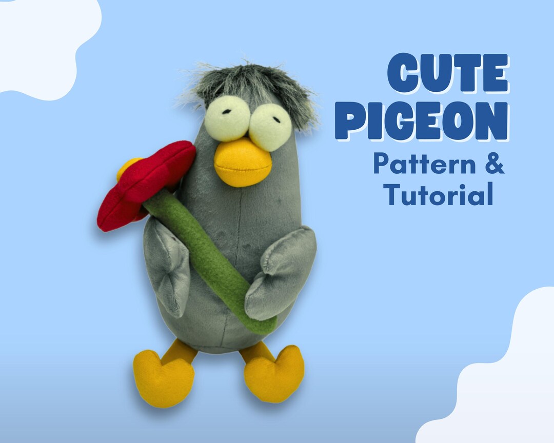 Cute Pigeon Plush Sewing Pattern PDF | Easy Bird Soft Toy Template ...