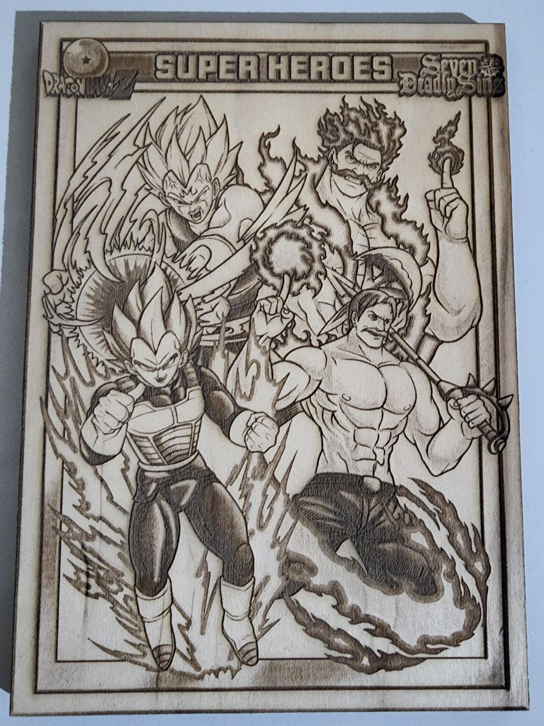 Wood Engraved Vegeta X Escanor Trading Card Piece - Etsy